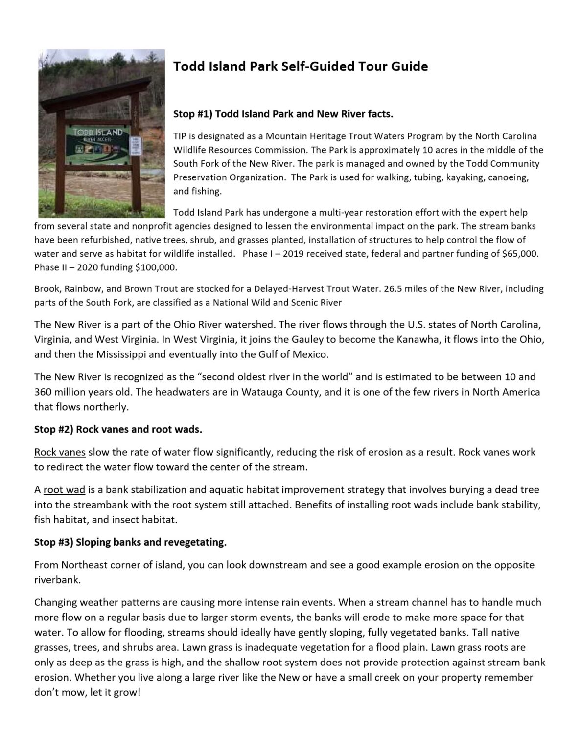 Todd Island Park Self-Guided Tour Brochure | Todd Community ...