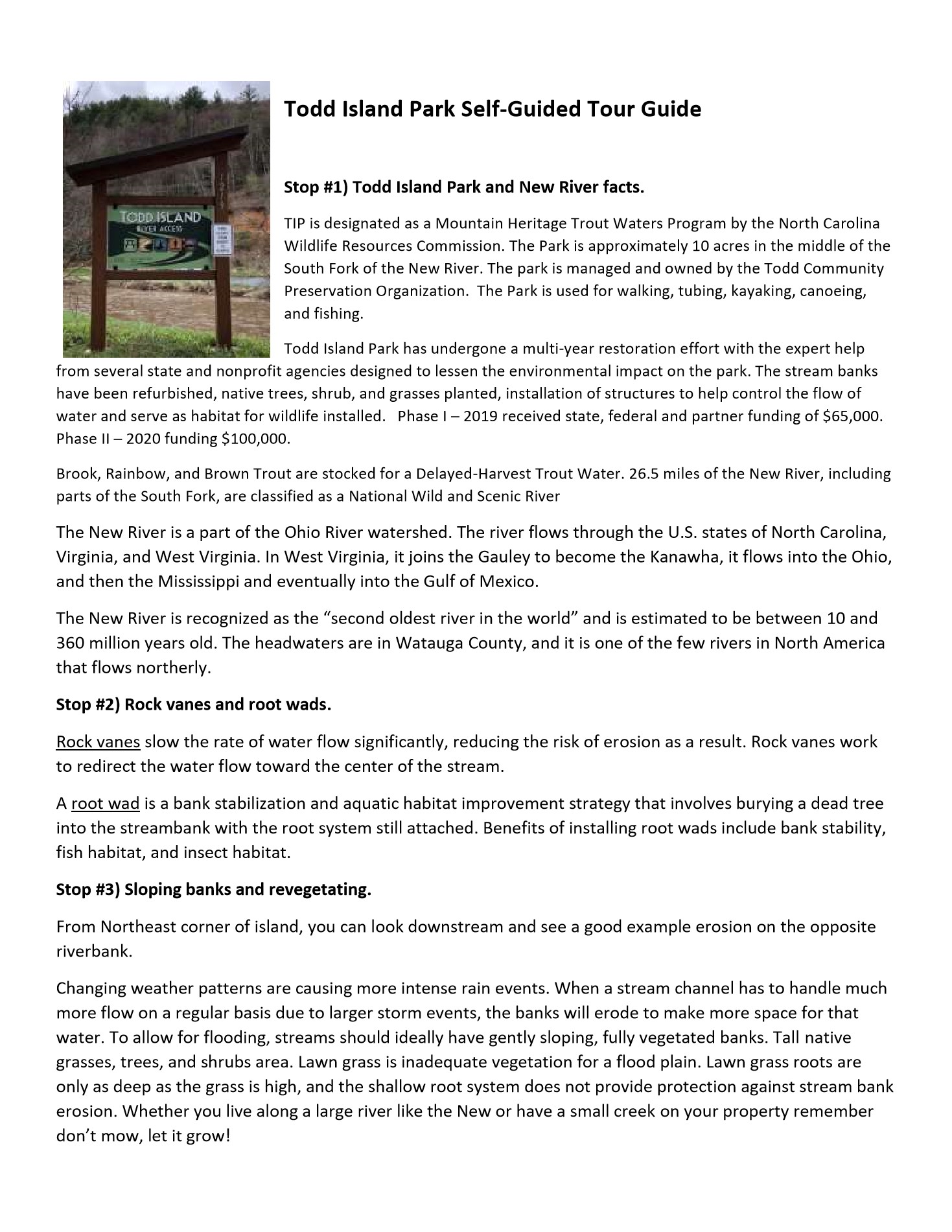 Todd Island Park Self-Guided Tour Brochure | Todd Community ...
