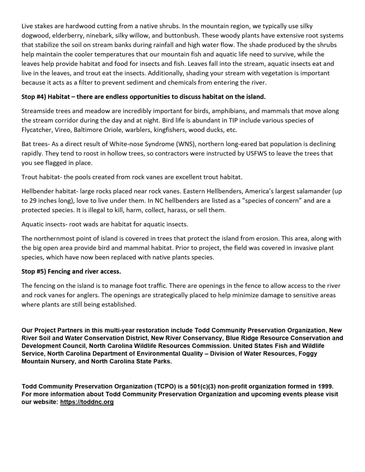 Todd Island Park Self-Guided Tour Brochure | Todd Community ...